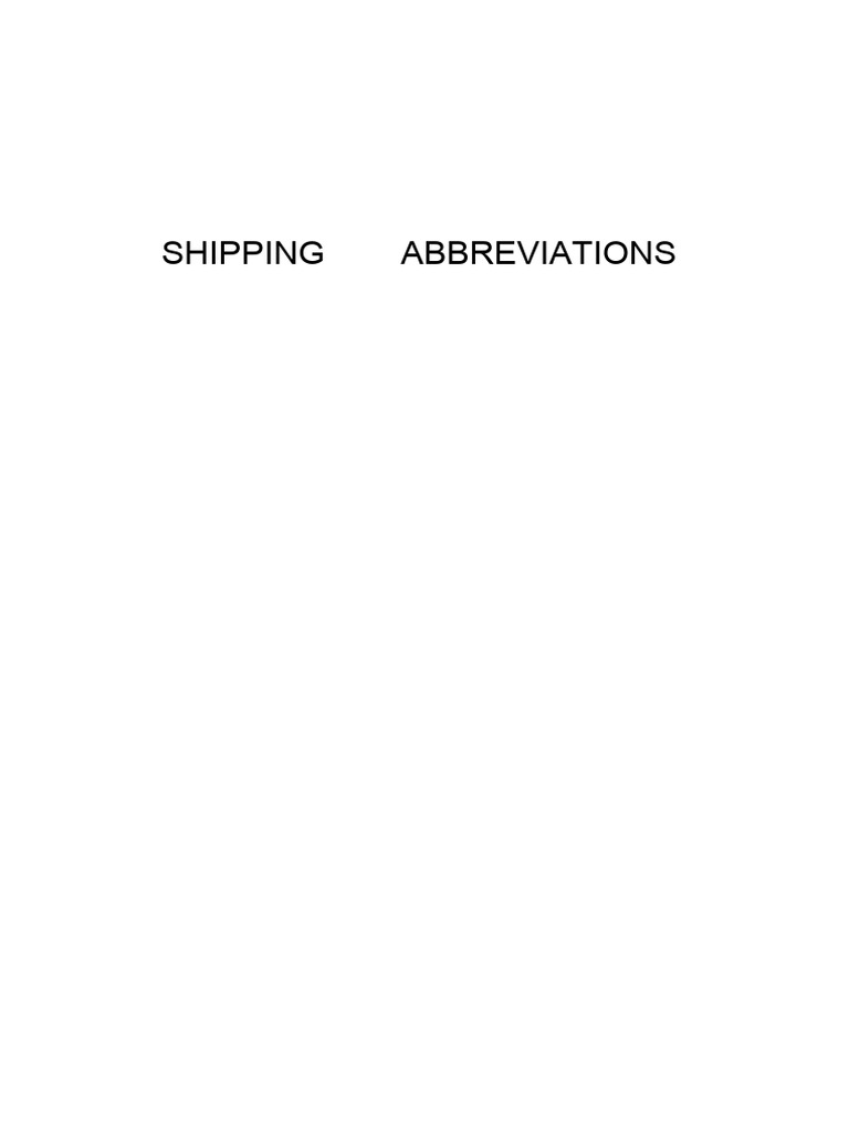 Shipping Abbreviation | PDF | Shipping