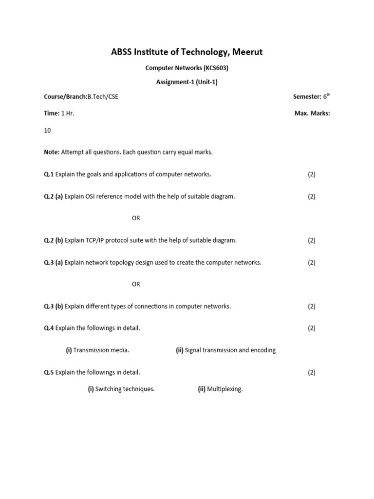 CN Assignments | PDF | Computer Network | Computer Science CN Assignments | PDF | Computer Network | Computer Science