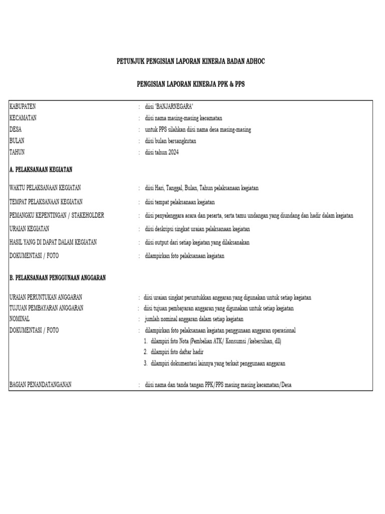 Laporan Kinerja Badan Adhoc 2024 | PDF
