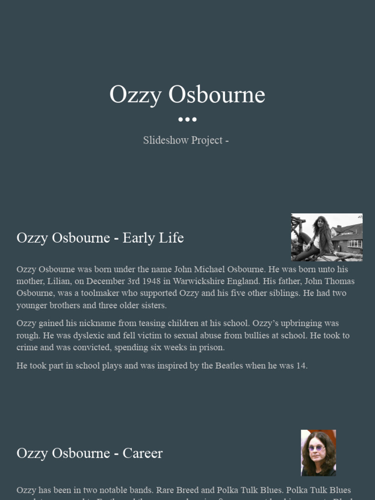 Ozzy Osbourne - Presentation | PDF | Ozzy Osbourne | Song Structure