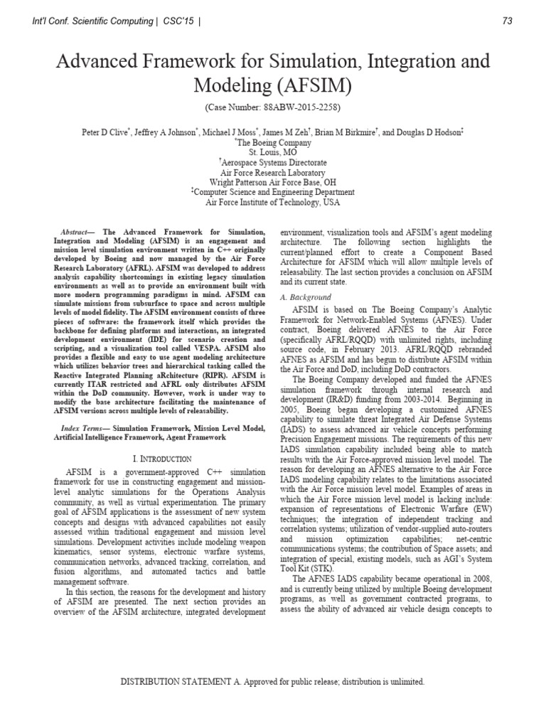 Advanced Framework For Simulation, Integration and Modeling | PDF | Simulation | System