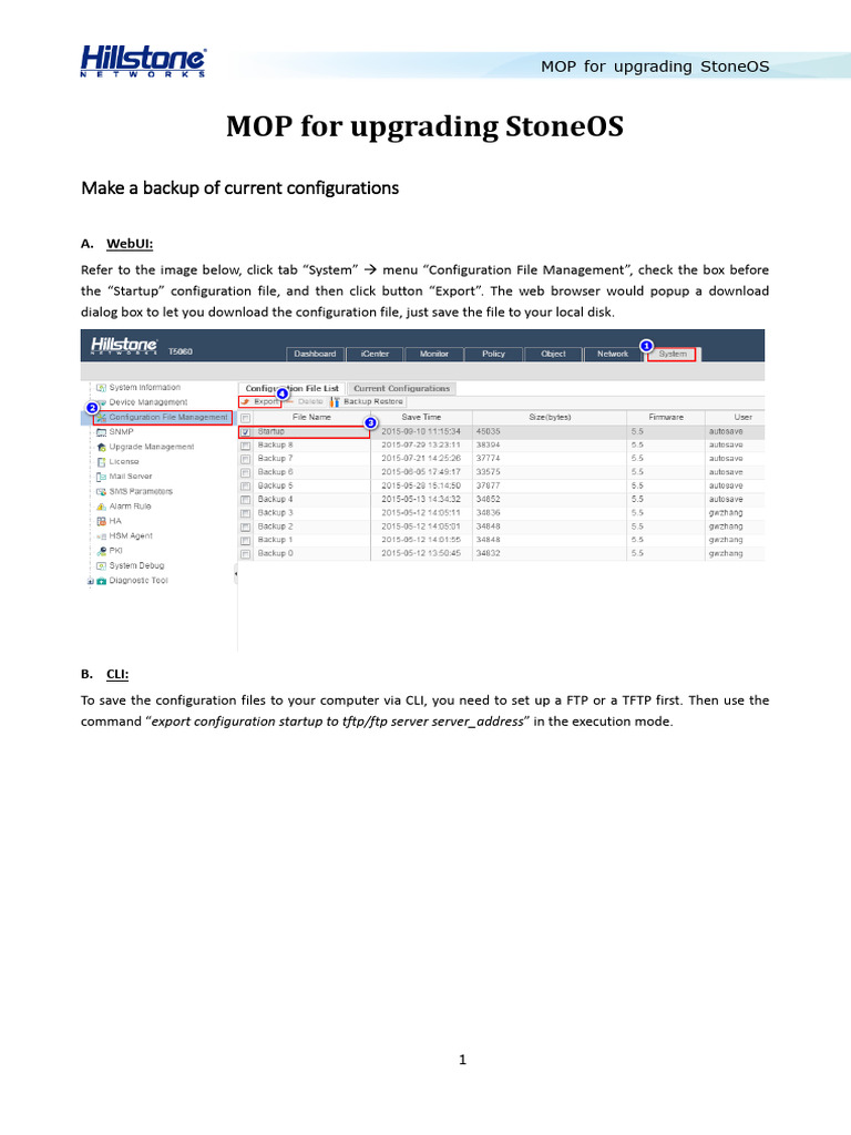 MOP For Upgrading StoneOS EN V1.0 | PDF | File Transfer Protocol | Booting