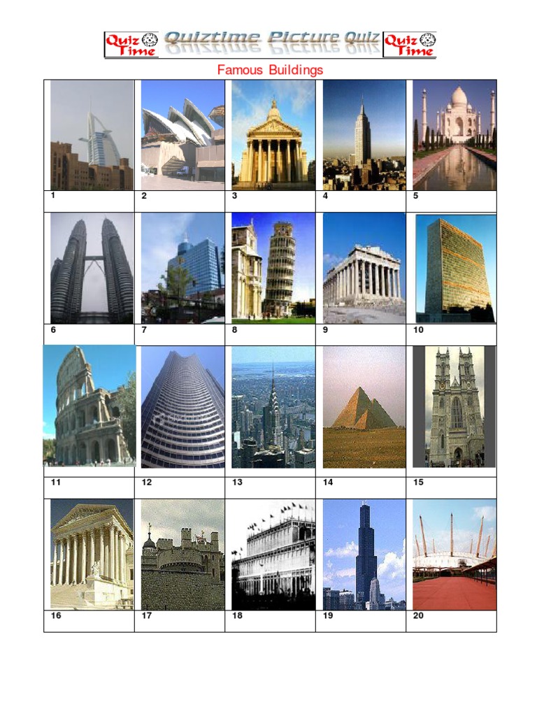 Quiztime Famous Buildings Quiz | PDF | Buildings And Structures