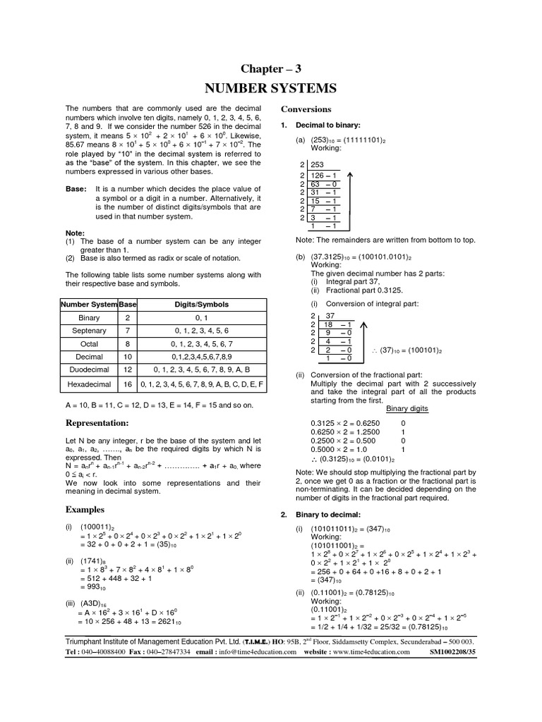 Chapter 3 Number Systems | PDF | Subtraction | Numbers