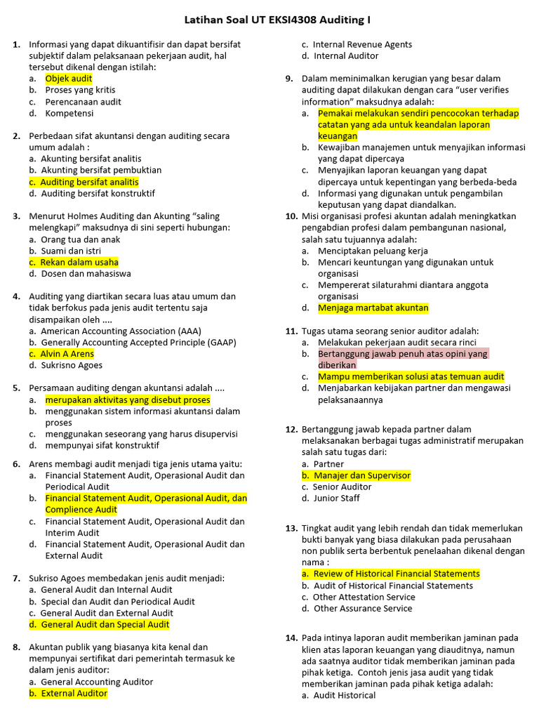 Latihan Soal Auditing I | PDF