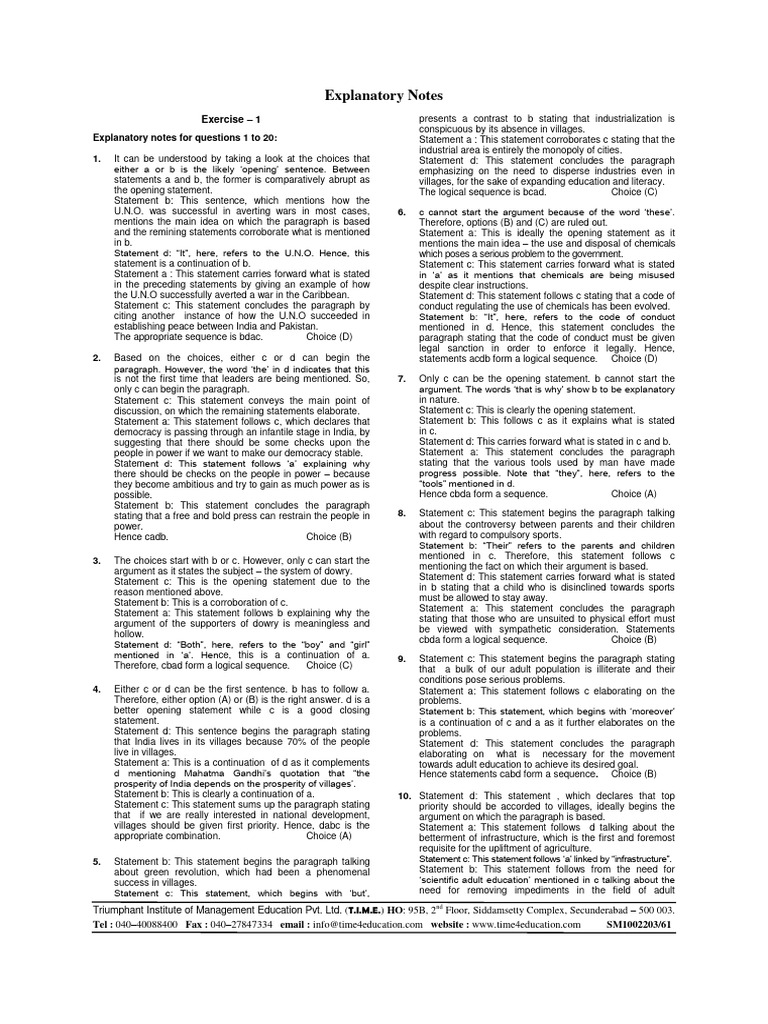 SM1002203 Explanatory Notes | PDF | Rhetoric | Question