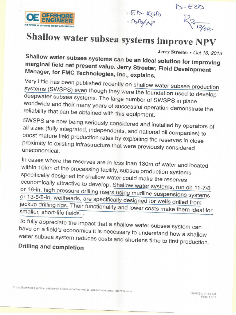 Shallow Water Subsea Systems Improve Npv | PDF