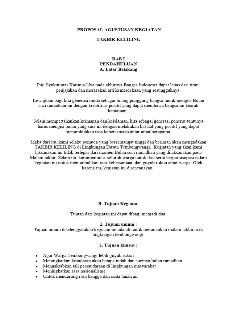 Proposal Agustusan Kegiatan Peringatan | PDF | Perjalanan | Kajian ...