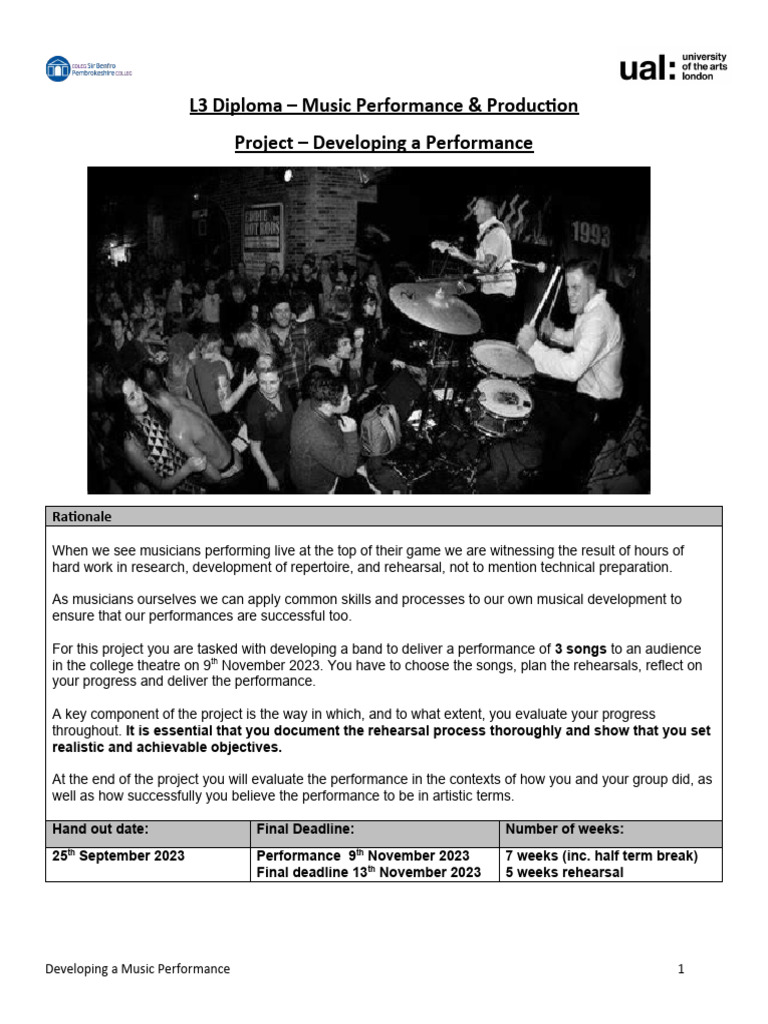 Unit 1 Performance Assignment Brief 2023-24 | PDF | Educational ...