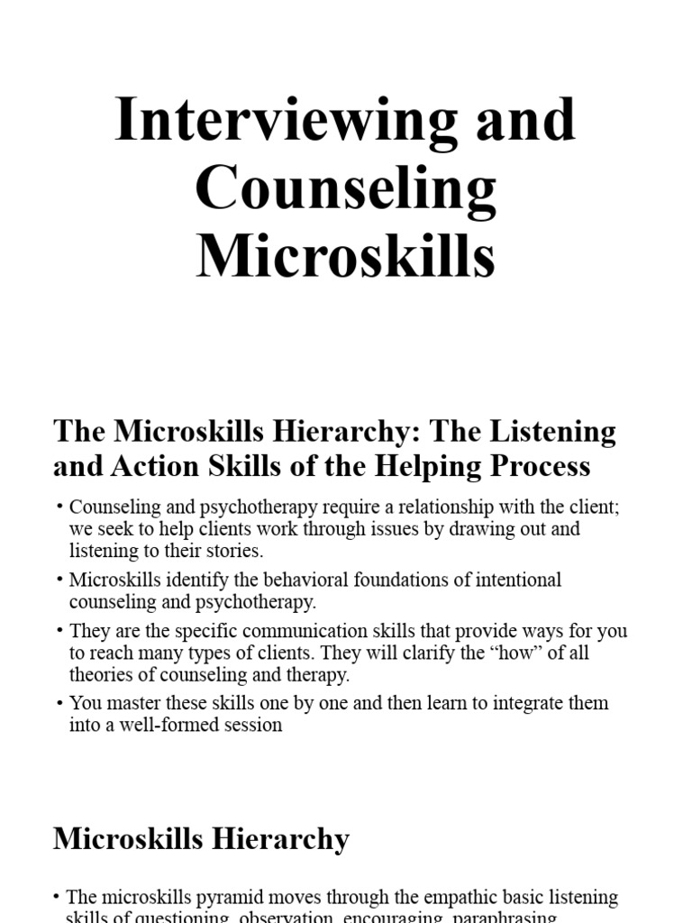 Interviewing and Counseling Skills First Part | PDF | Psychotherapy ...