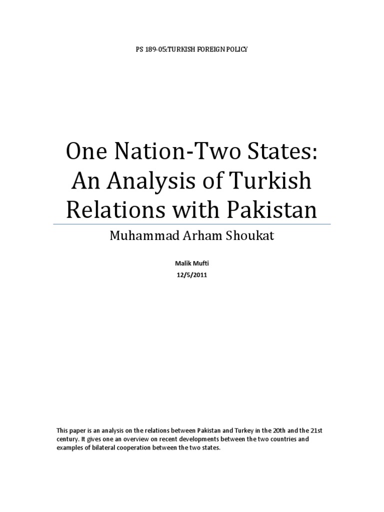Turkey-Pakistan Relations Overview | PDF | Pakistan | Turkey