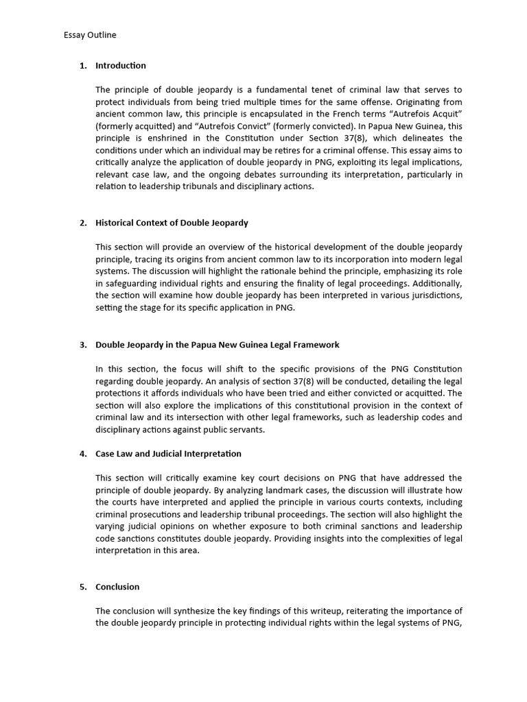 Essay Outline TPCP | PDF | Double Jeopardy | Common Law