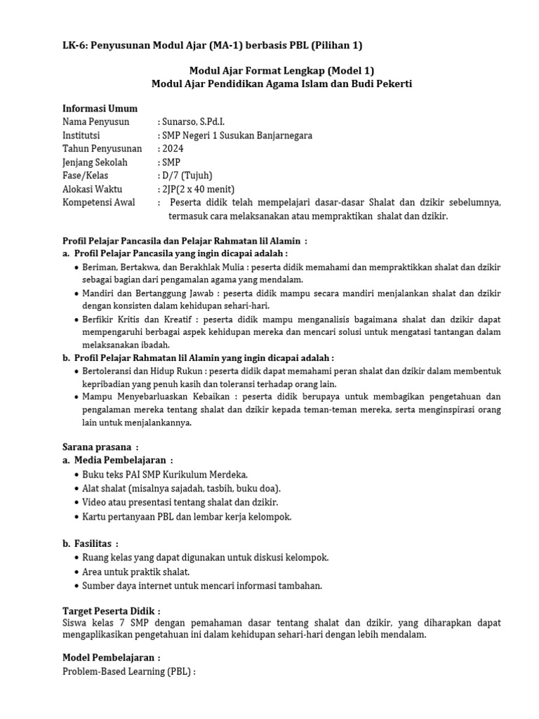 Tugas Lk 6 Ppg Lokakarya Sunarso Pdf