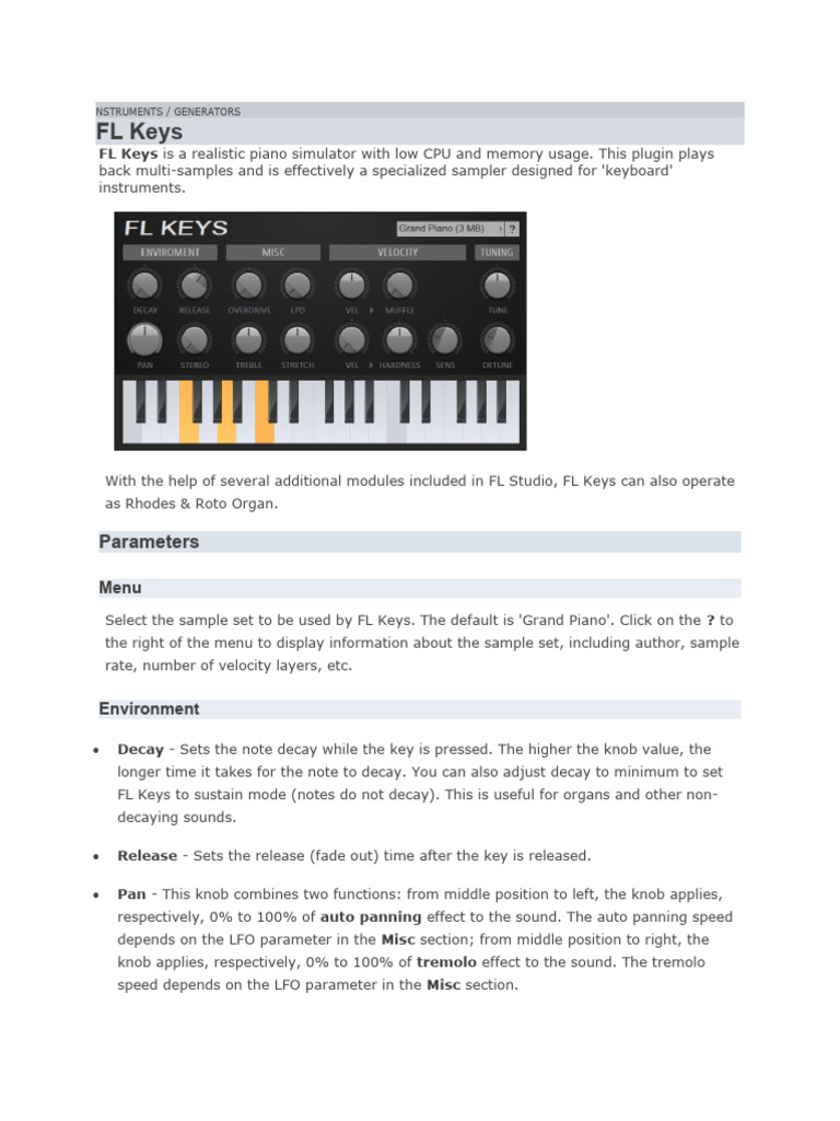 FL Keys | PDF | Piano | Synthesizer
