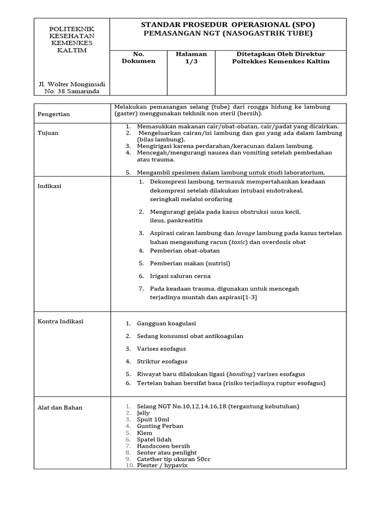 Sop Pemasangan NGT - Compress | PDF