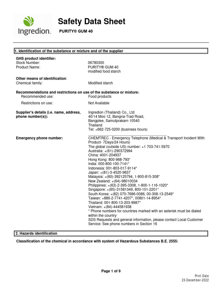 Purity® Gum 40 - 06780300 (2056144) | PDF | Toxicity | Water