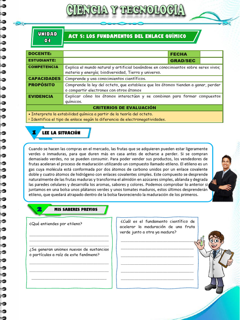 Act5 - Uda4-Cyt3 | PDF | Enlace químico | Química