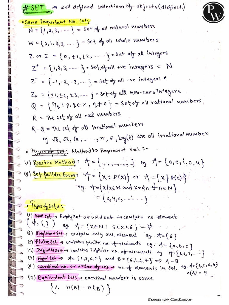 Set _ Handwritten Notes __ Prayas JEE 2025 | PDF