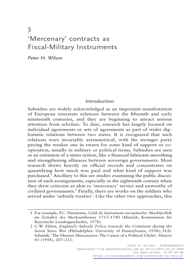 Peter H Wilson Mercenary Contracts. | PDF | State (Polity) | European Union