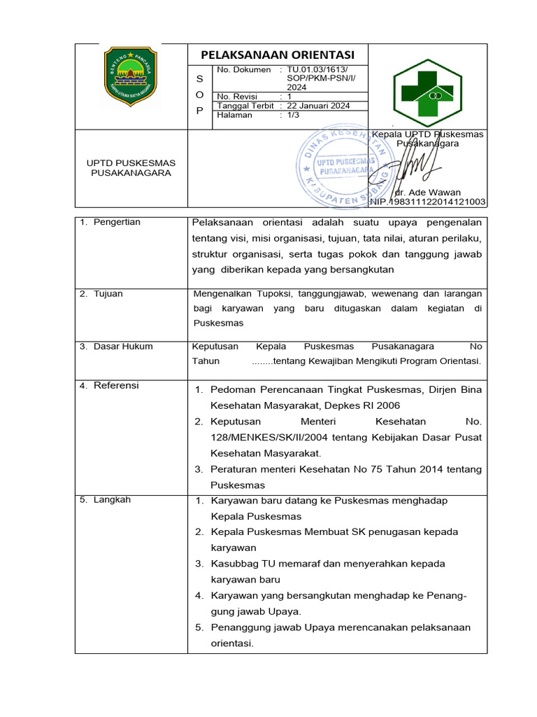 Pelaksanaan Orientasi | PDF