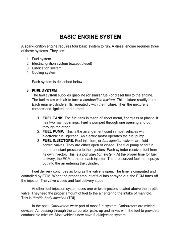 Module II-basic Engine System | PDF | Fuel Injection | Internal Combustion Engine