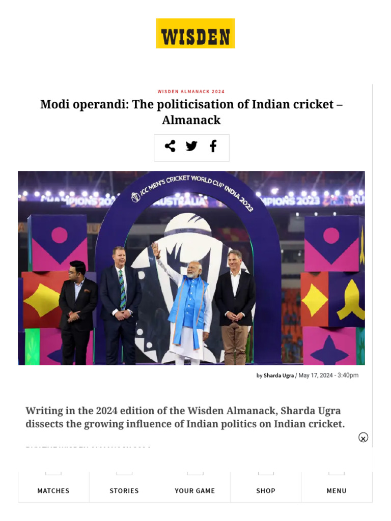 Modi Operandi - The Politicisation of Indian Cricket - Almanack - Sharda Ugra | PDF | Narendra ...