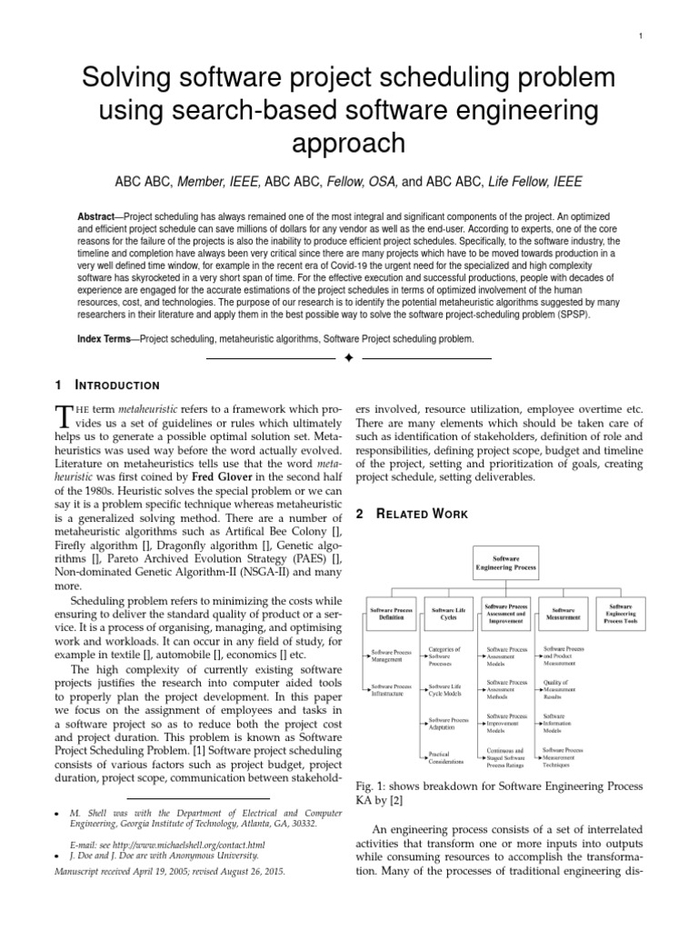 Solving Software Project Scheduling Problem Using SBSE Approach | PDF | Metaheuristic ...