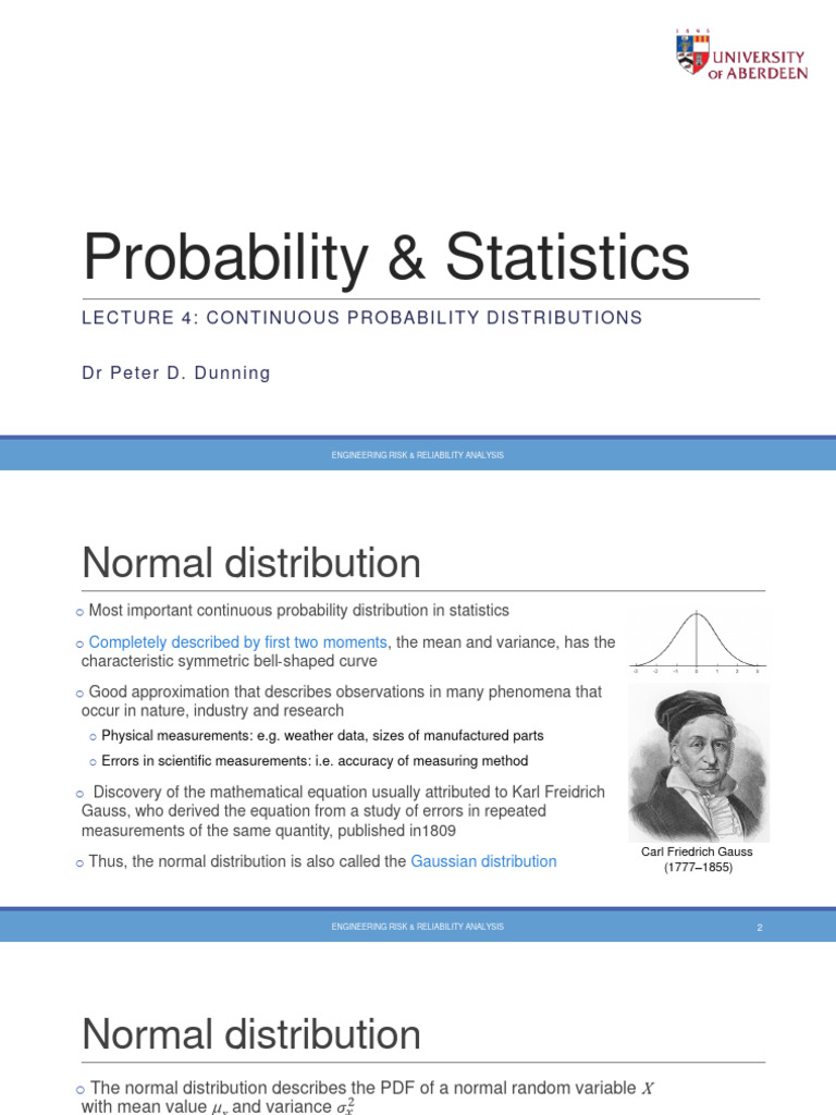 Continuous Probability Distributions | PDF | Normal Distribution ...