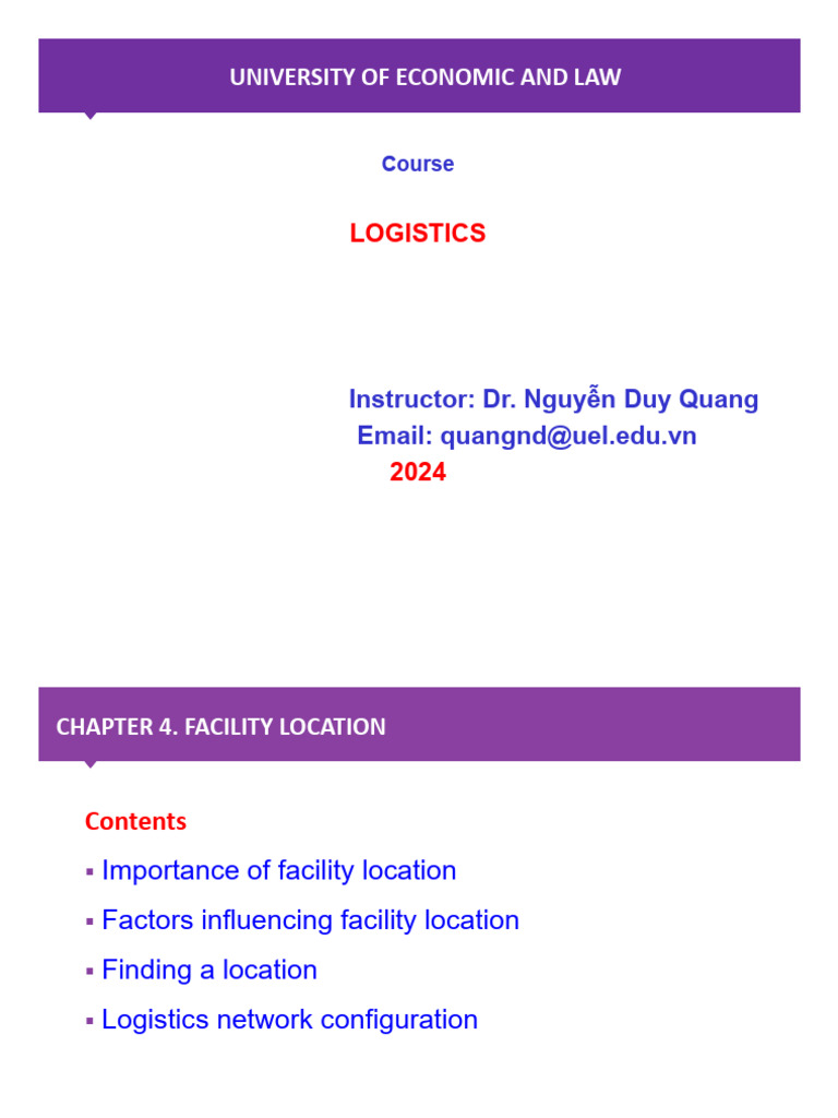 Chapter 4. Facility Location | PDF | Logistics | Warehouse Chapter 4. Facility Location | PDF | Logistics | Warehouse