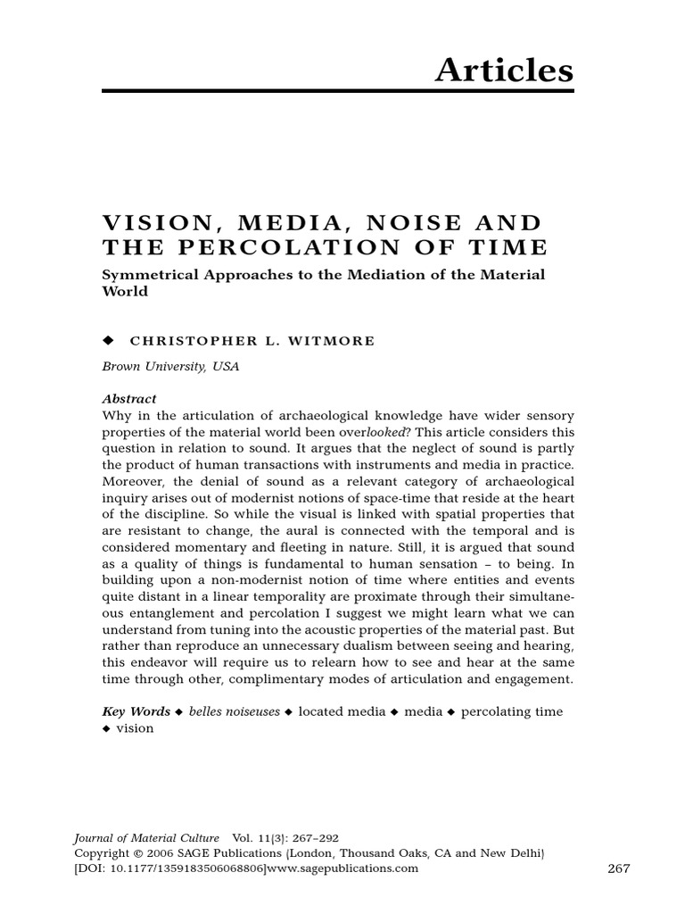 Witmore 2006 Vision Media Noise and The Percolation of Time | PDF ...