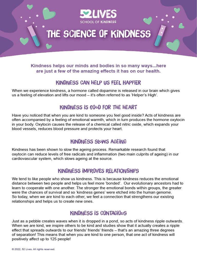 Health Benefits of Kindness Explained | PDF | Psychology | Behavioural ...