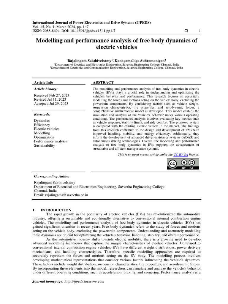 EV Free Body Dynamics Analysis | PDF | Electric Motor | Electric Vehicle