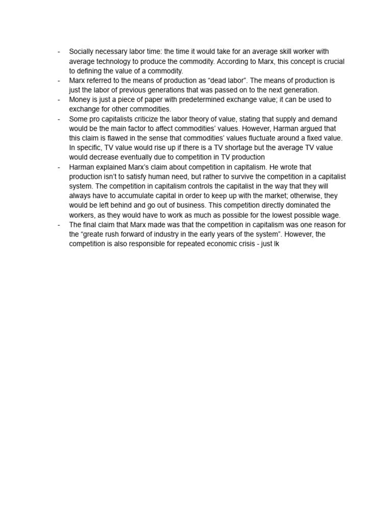 Economic Harman Summary So Far | PDF