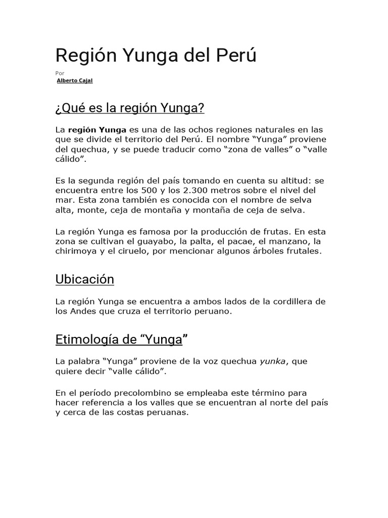 Características de la Región Yunga del Perú | PDF | Ciencias de la Tierra