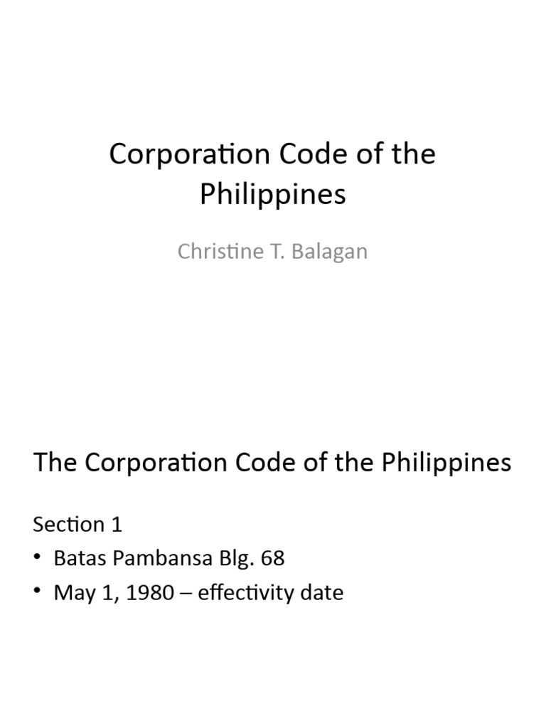 Corporation Code of The Philippines | PDF | Corporations | Stocks