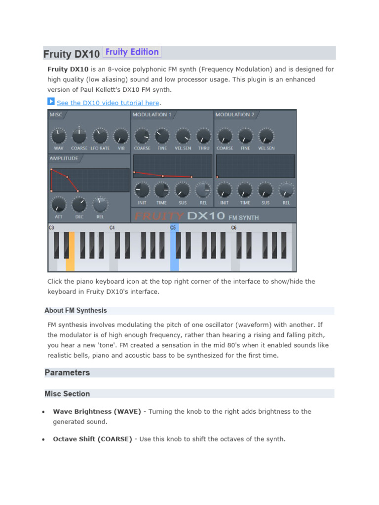 Fruity DX10: FM Synth Overview & Features | PDF
