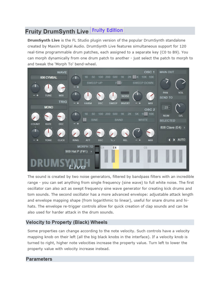 Fruity DrumSynth Live | PDF | Electronic Oscillator | Synthesizer