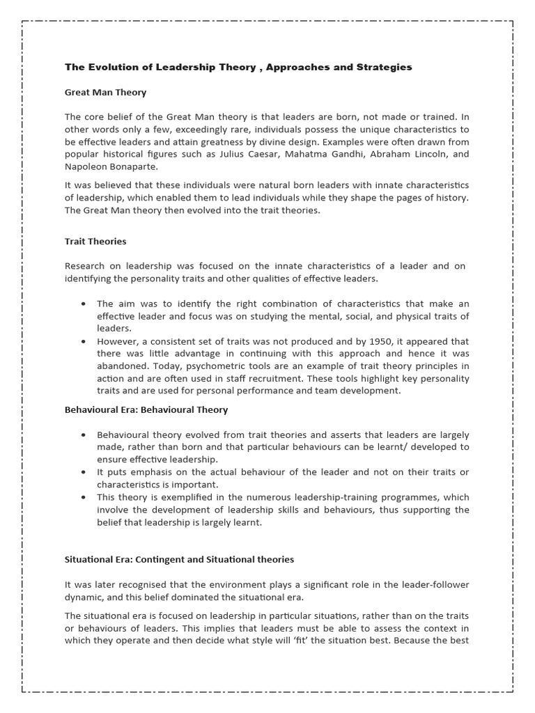 Leadership Theory Evolution 2023 | PDF | Leadership | Transformational ...