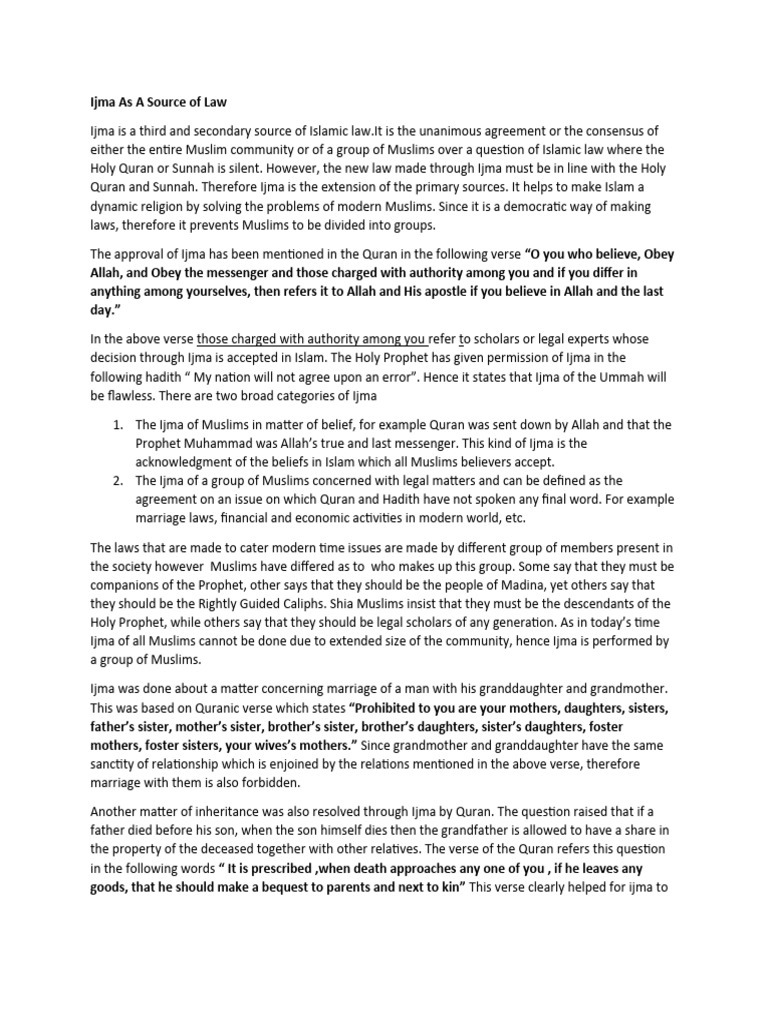 Ijma: Consensus in Islamic Law | PDF | Abrahamic Religions | Sharia
