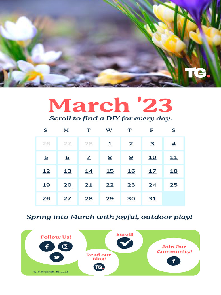 Tinkergarten March 23 Calendar | PDF