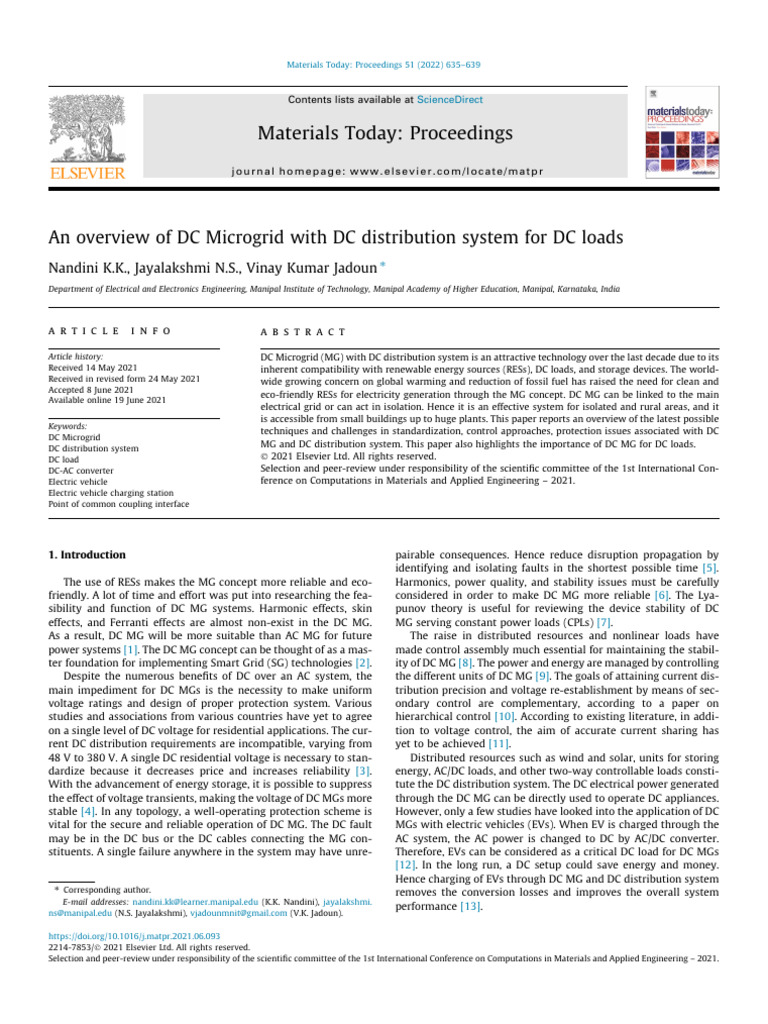 An Overview of DC Microgrid With DC Distribution System For DC Loads ...