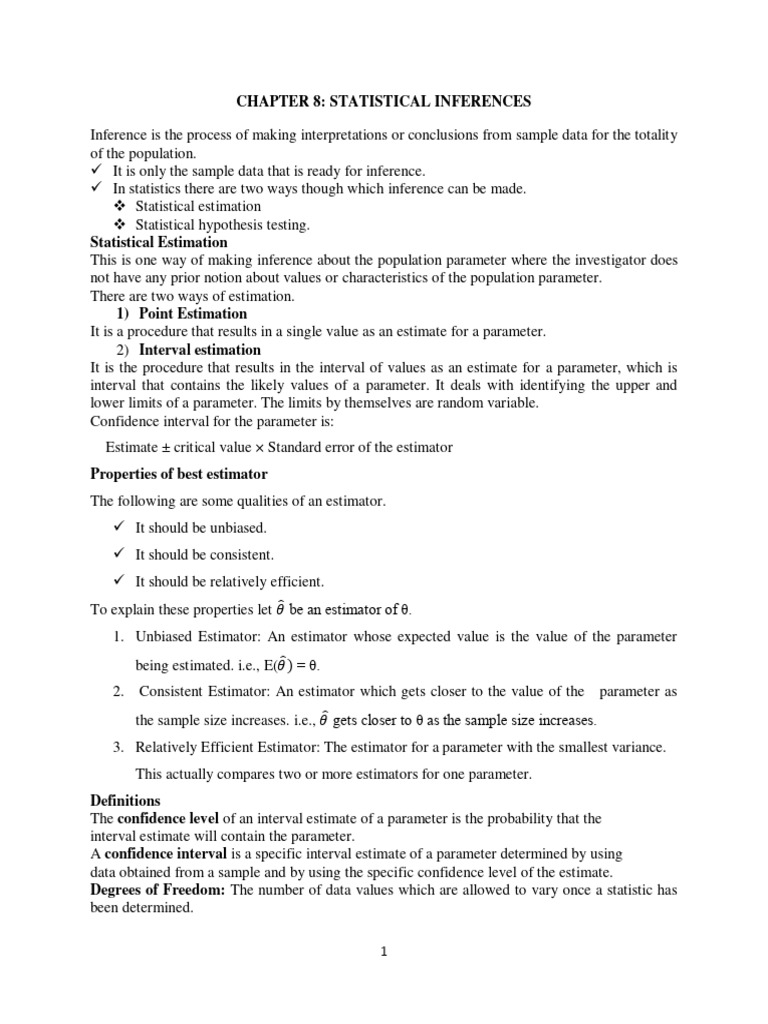ch.8 inference | PDF | Estimator | Statistics