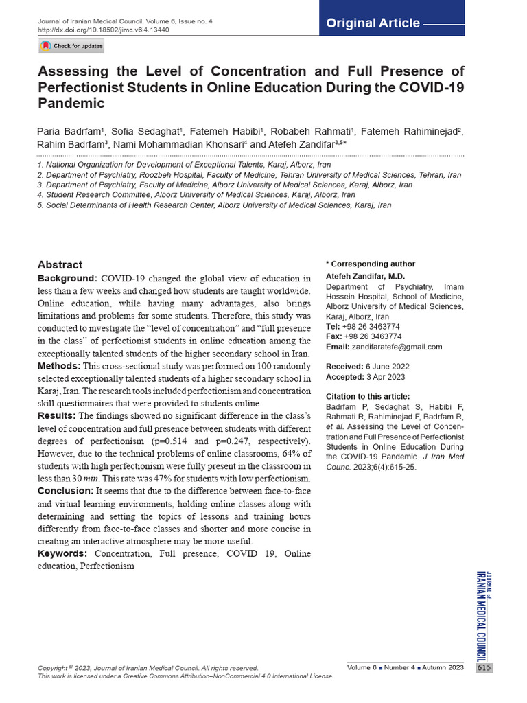 JIMC - Volume 6 - Issue 4 - Pages 615-625 | PDF | Perfectionism ...