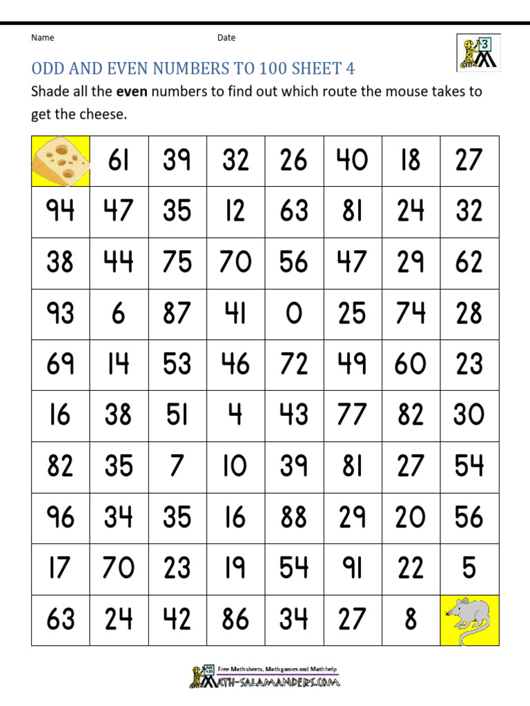 Odd and Even Numbers To 100 4 | PDF