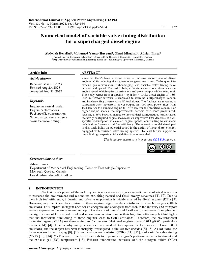 Numerical Model of Variable Valve Timing Distribution For A ...