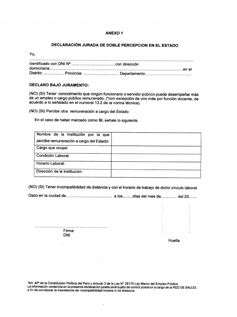 Declaración Jurada | PDF