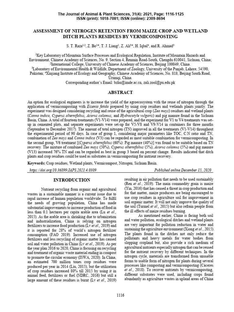 Assessment of Nitrogen Retention | PDF | Fertilizer | Agriculture