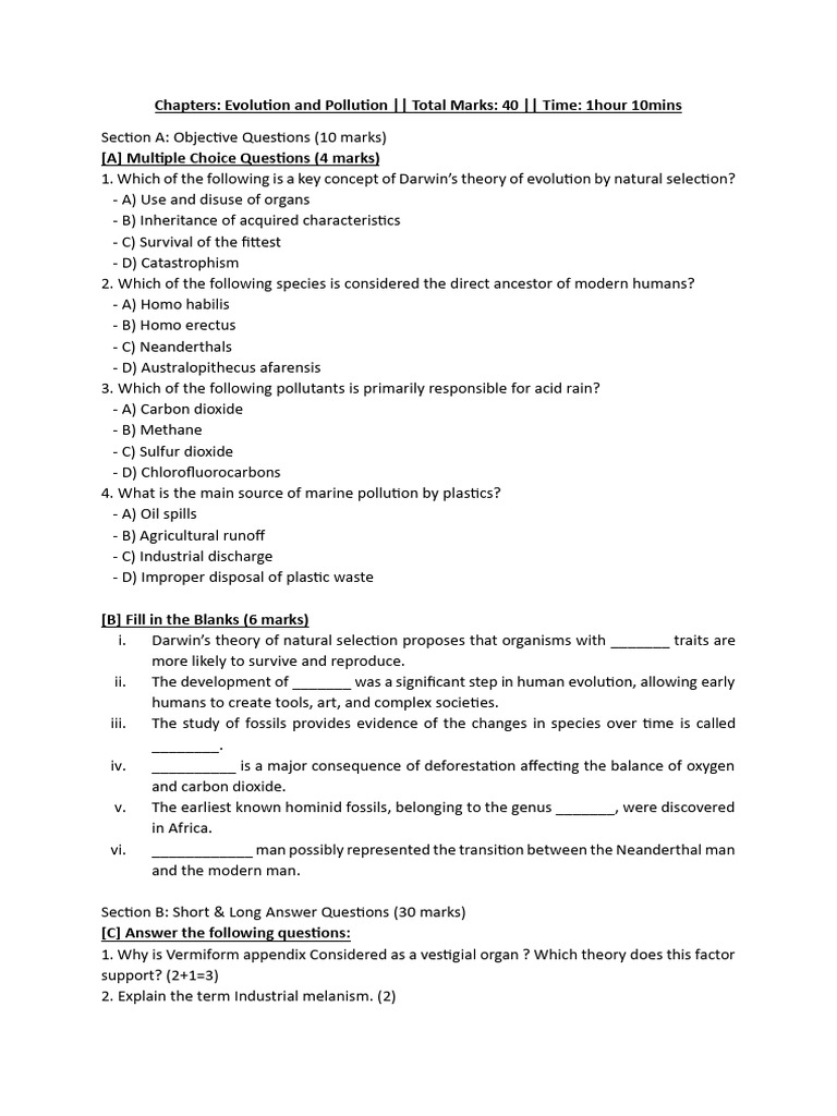 Evolution and Pollution | PDF | Homo | Pollution