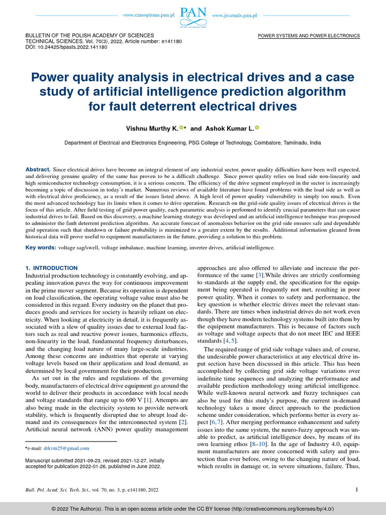 Power Quality Analysis in Electrica | PDF | Electrical Grid ...