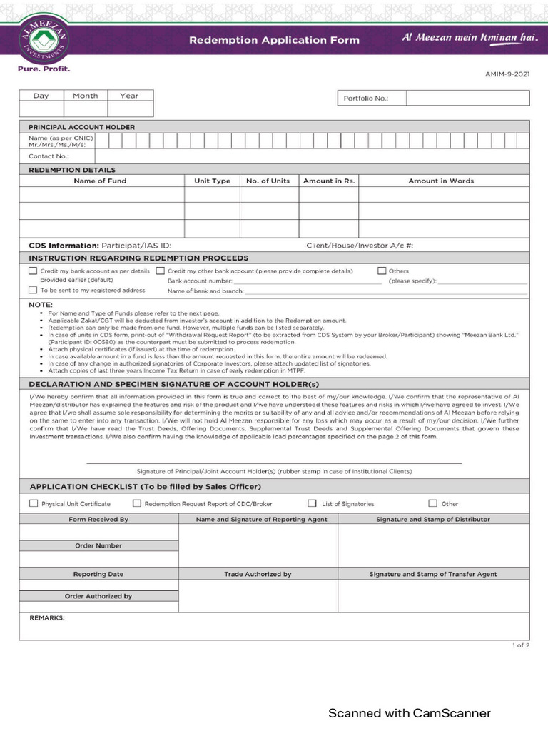 Redemption Form New | PDF
